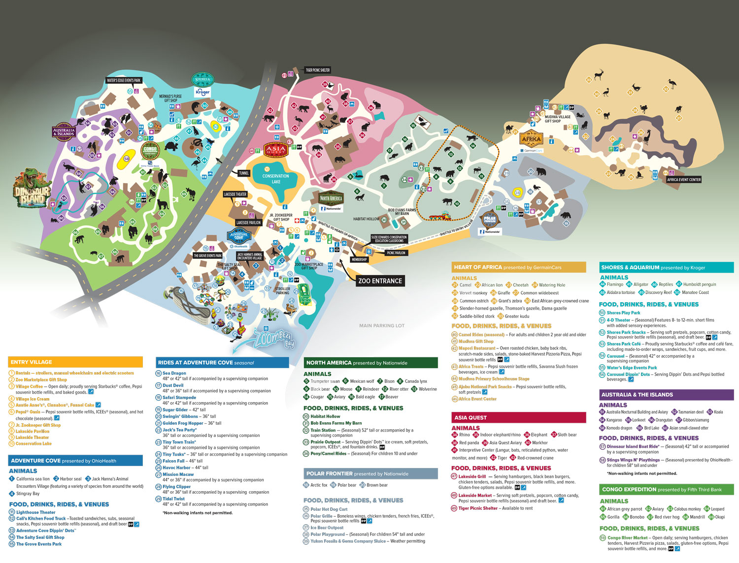 Park Map Columbus Zoo And Aquarium